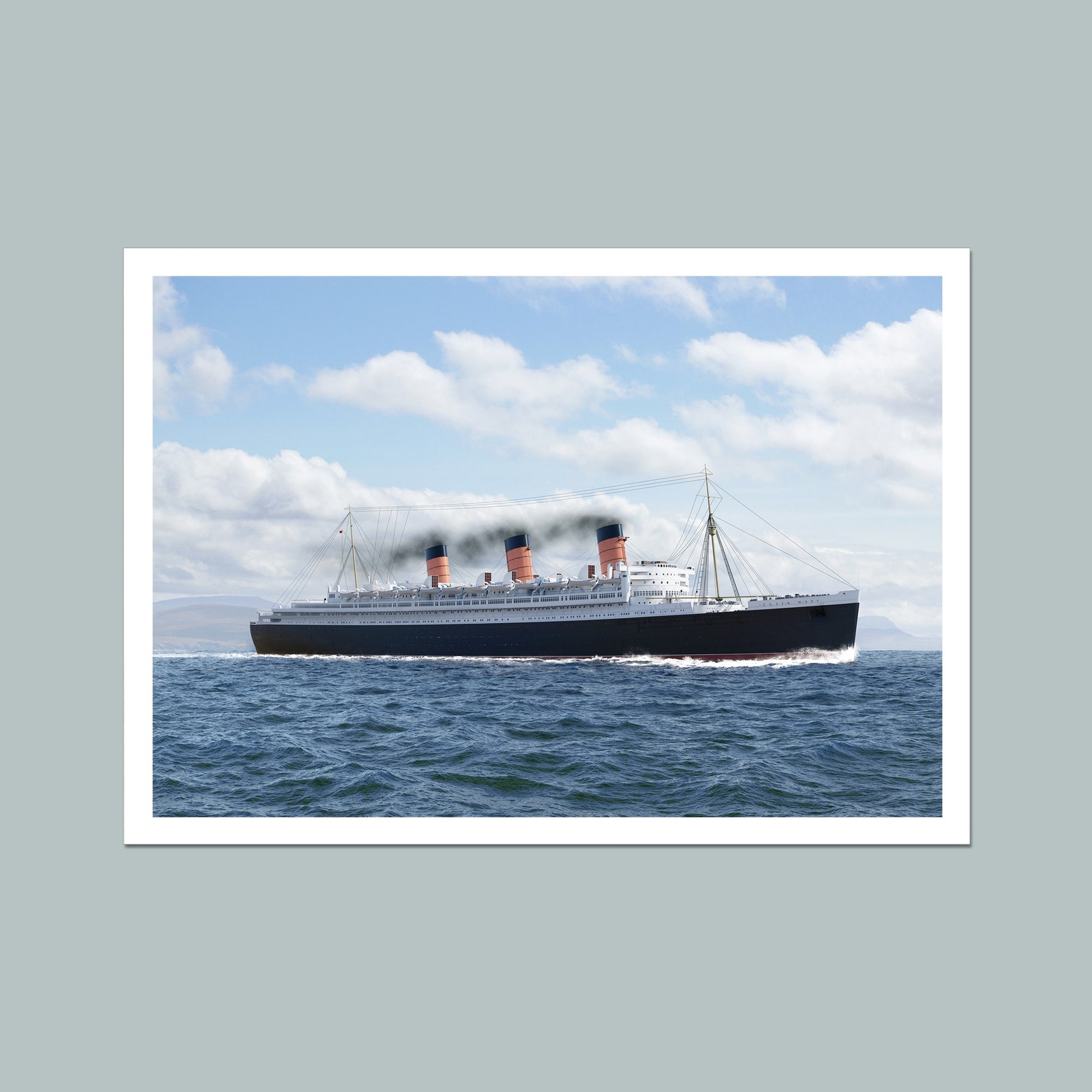 RMS Queen Mary Ship, Ocean Liner, Original Illustration, Fine Art Print ...