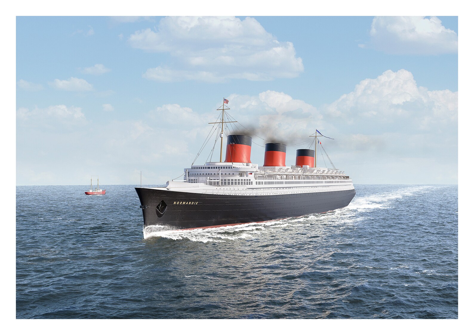 SS Normandie Ship, Transatlantic French Line Poster, Modern Art Print ...