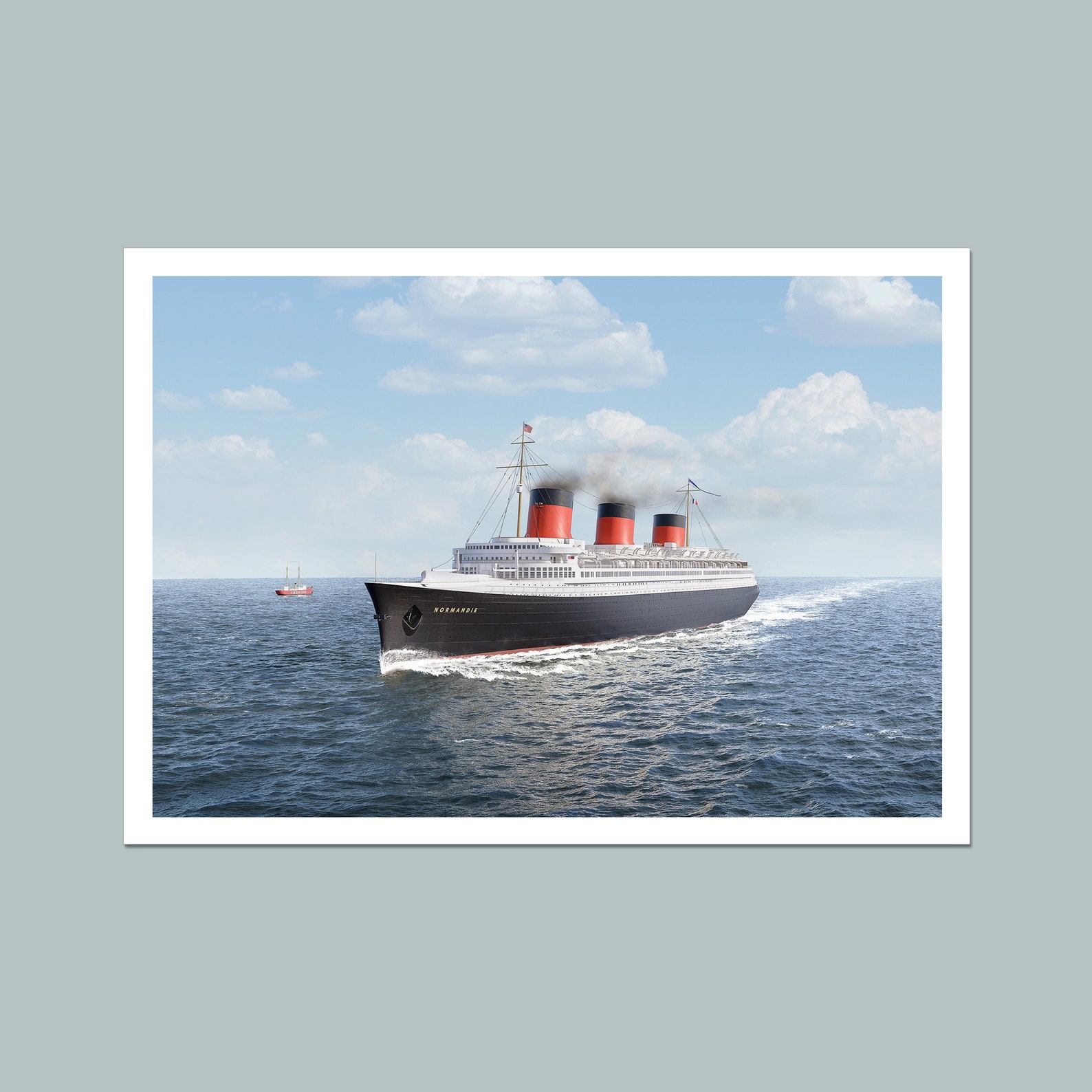 SS Normandie Ship, Transatlantic French Line Poster, Modern Art Print ...
