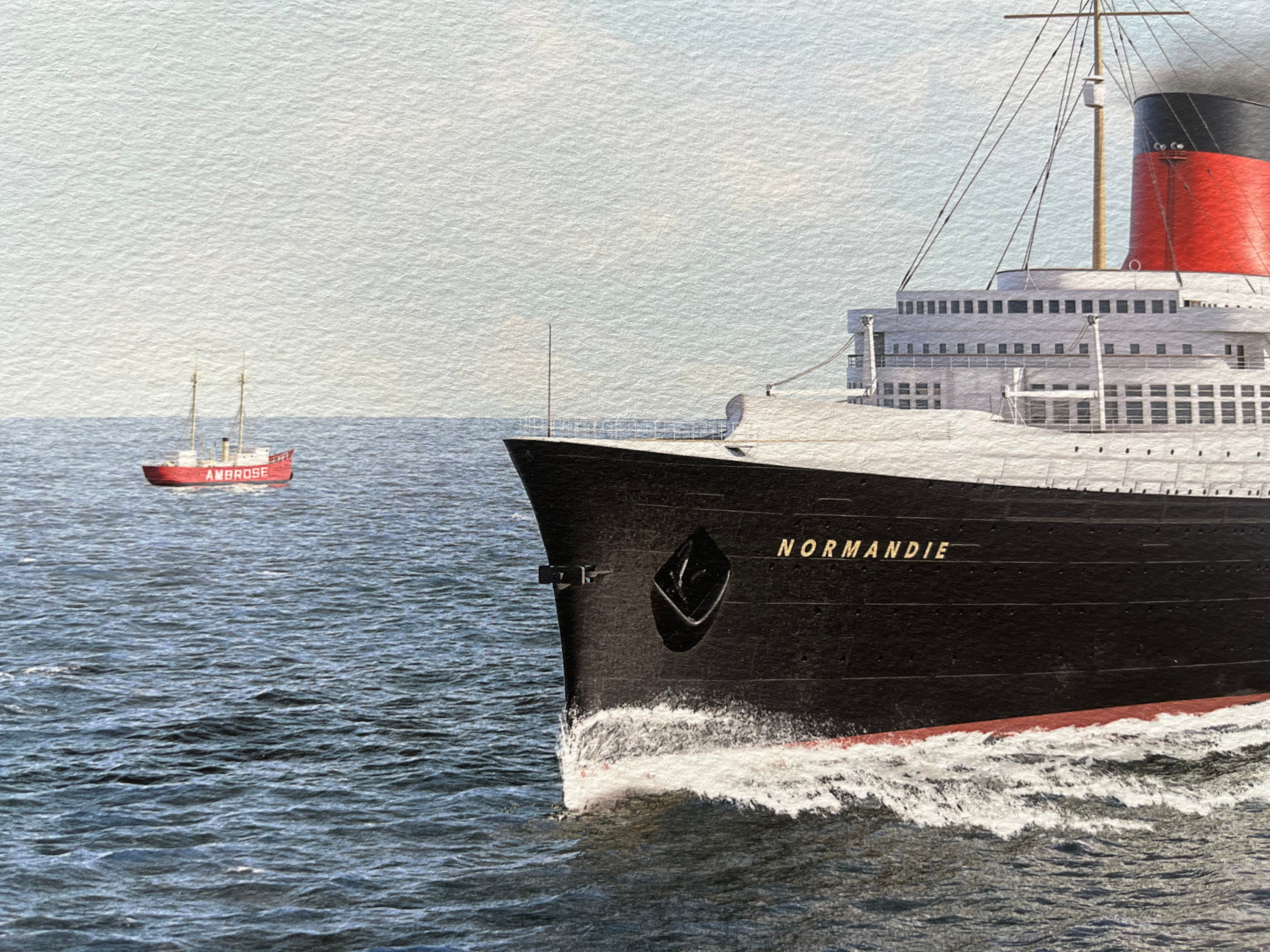 SS Normandie Ship, Transatlantic French Line Poster, Modern Art Print ...