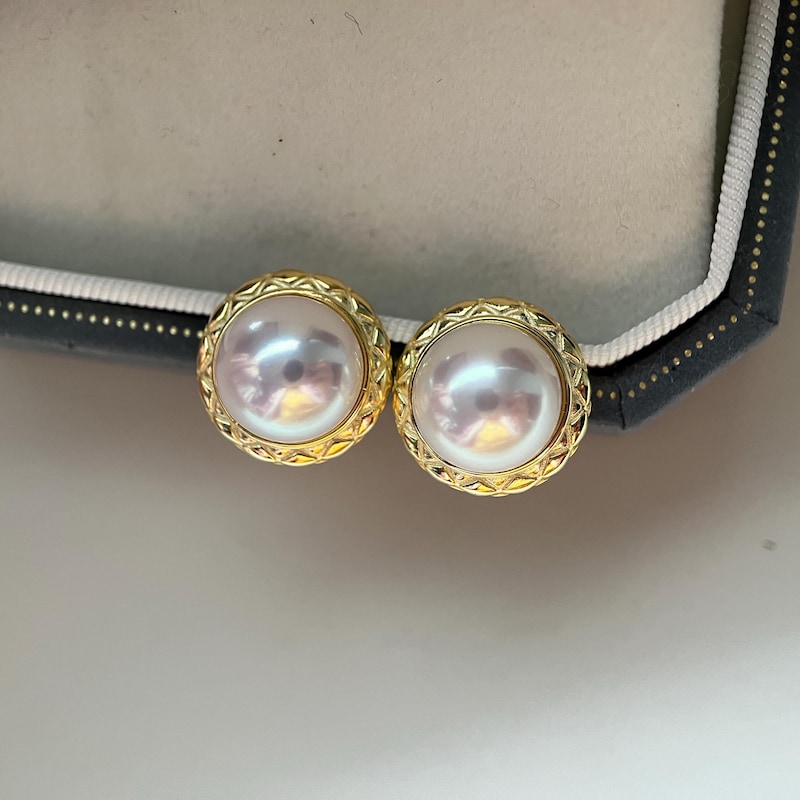 Vermeil Mabe Pearl Earrings - Etsy