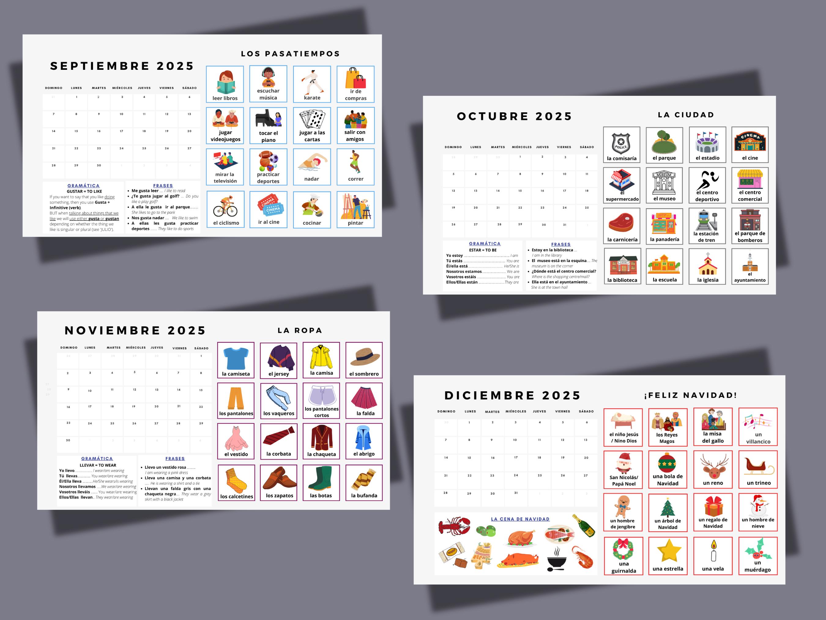 2025 Spanish-english Calendar for Beginners to Learn Spanish - Etsy UK
