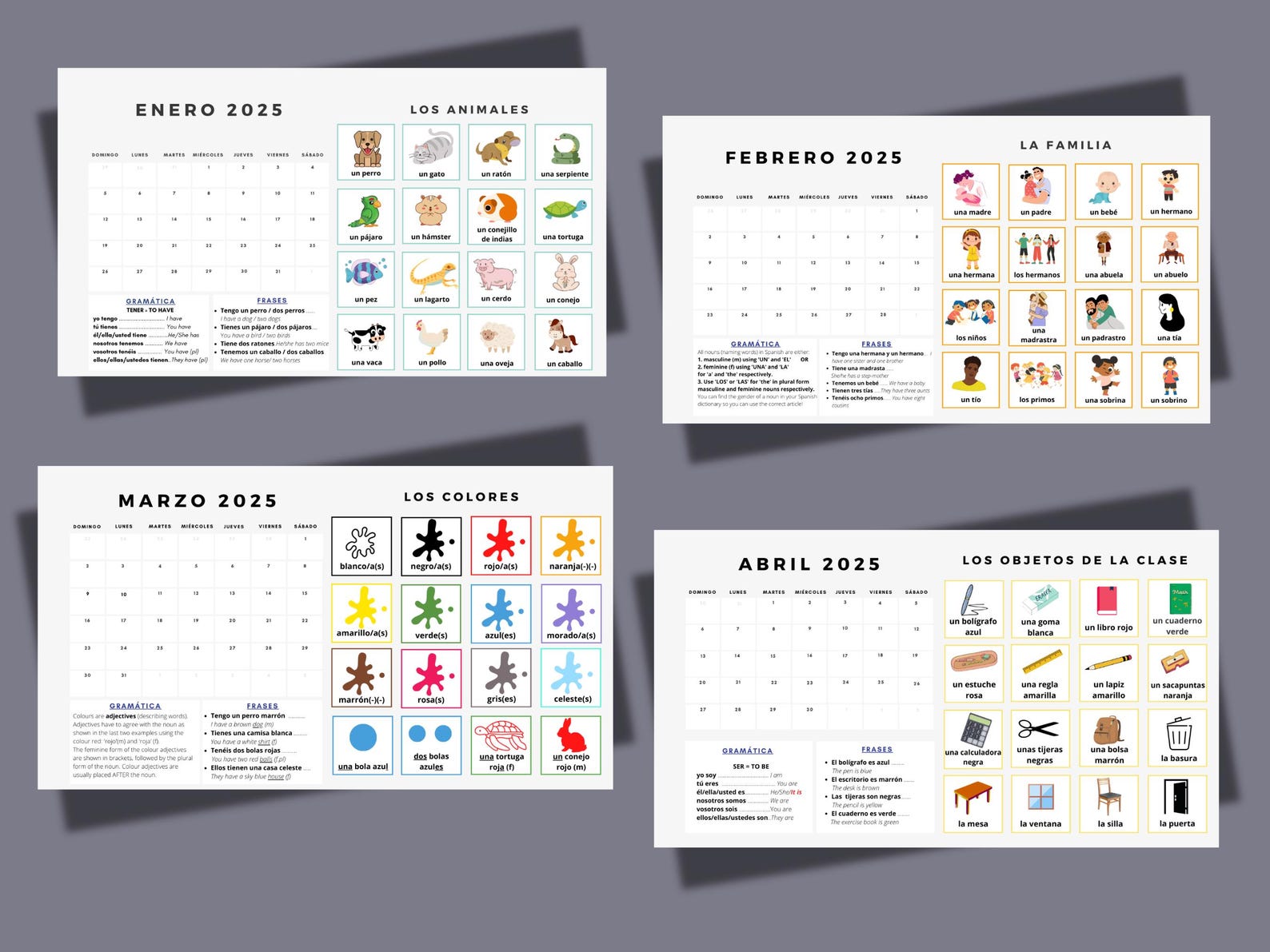 2025 Spanish-english Calendar for Beginners to Learn Spanish - Etsy UK