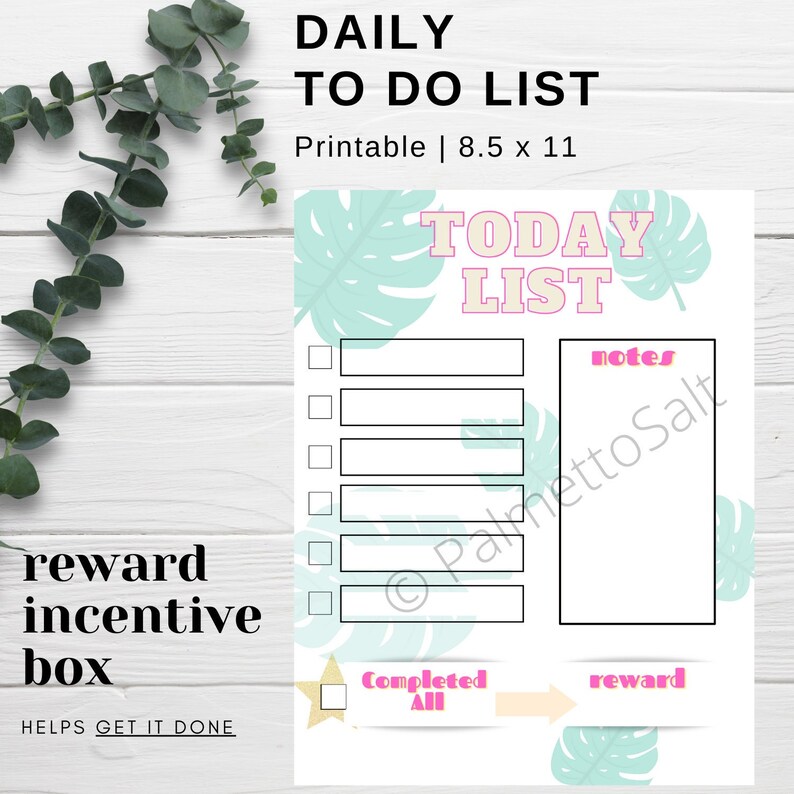 Daily Planner | Instant Printable | to Do List | Organizer | Check List ...
