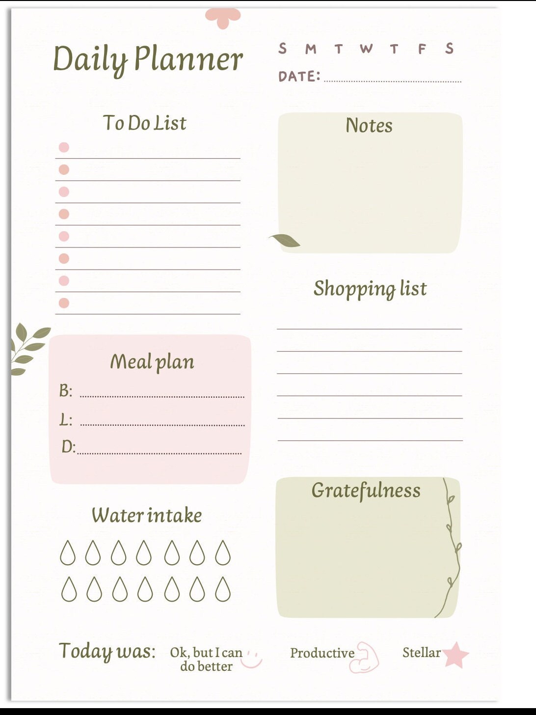 Printable Daily Planner | Today Planner | Power Day | Productivity ...