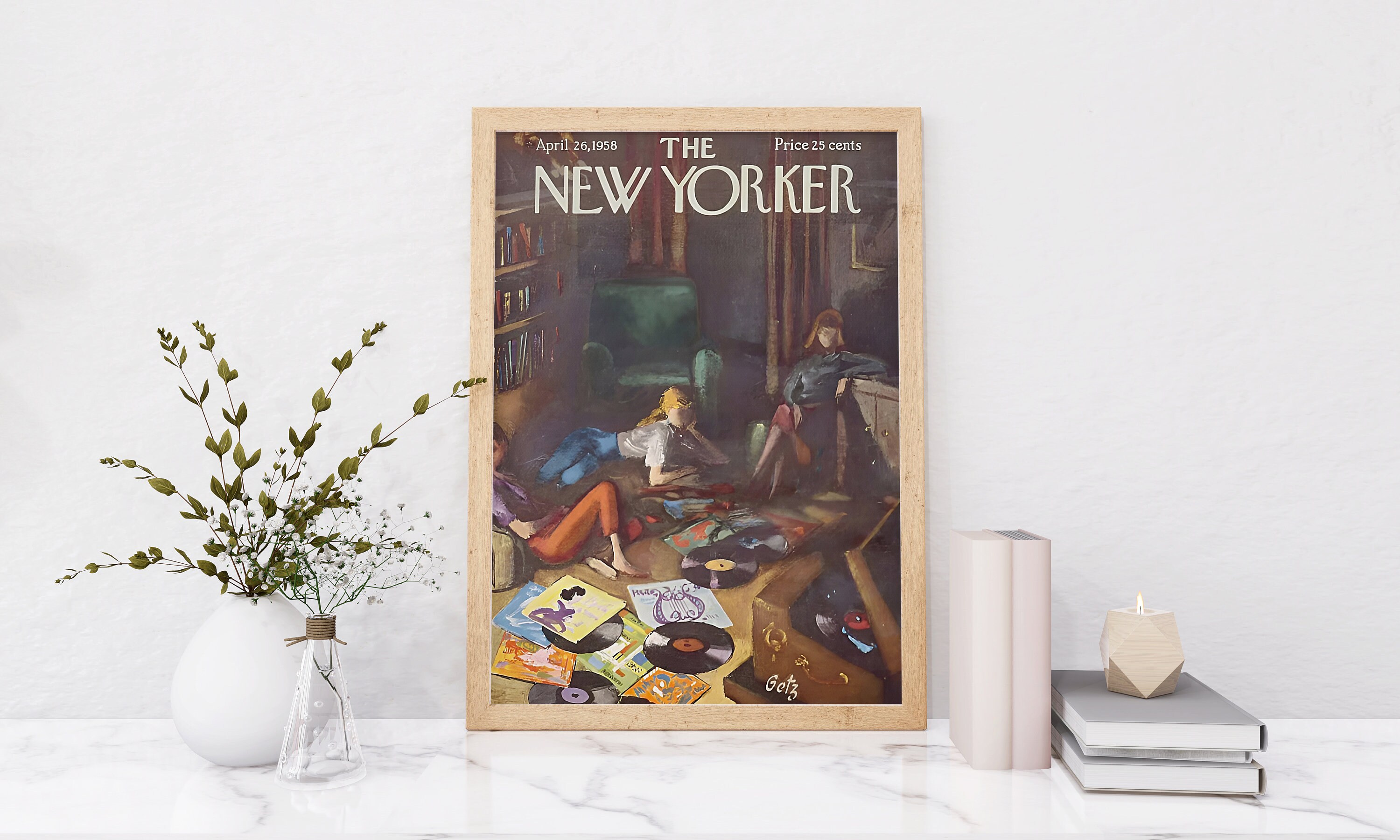 The New Yorker Magazine Cover art by Arthur Getz April 26 1958 Magazine ...