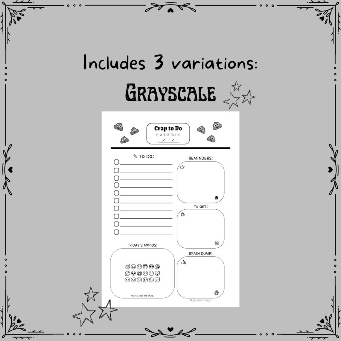 Crap to Do List Printable Daily Planner Mood Tracker 3 - Etsy