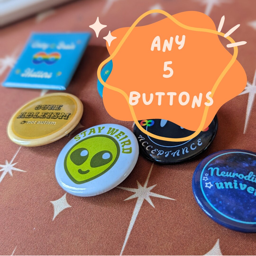 Any 5 Buttons Choose 5 Button Pack Mental Health Matters Pins ...
