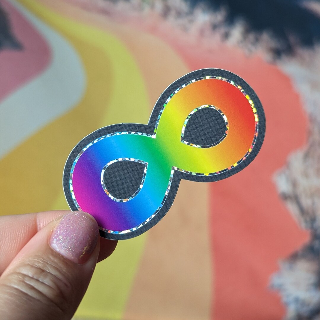 Rainbow Infinity Symbol Sticker Glittery Neurodiversity Acceptance ...