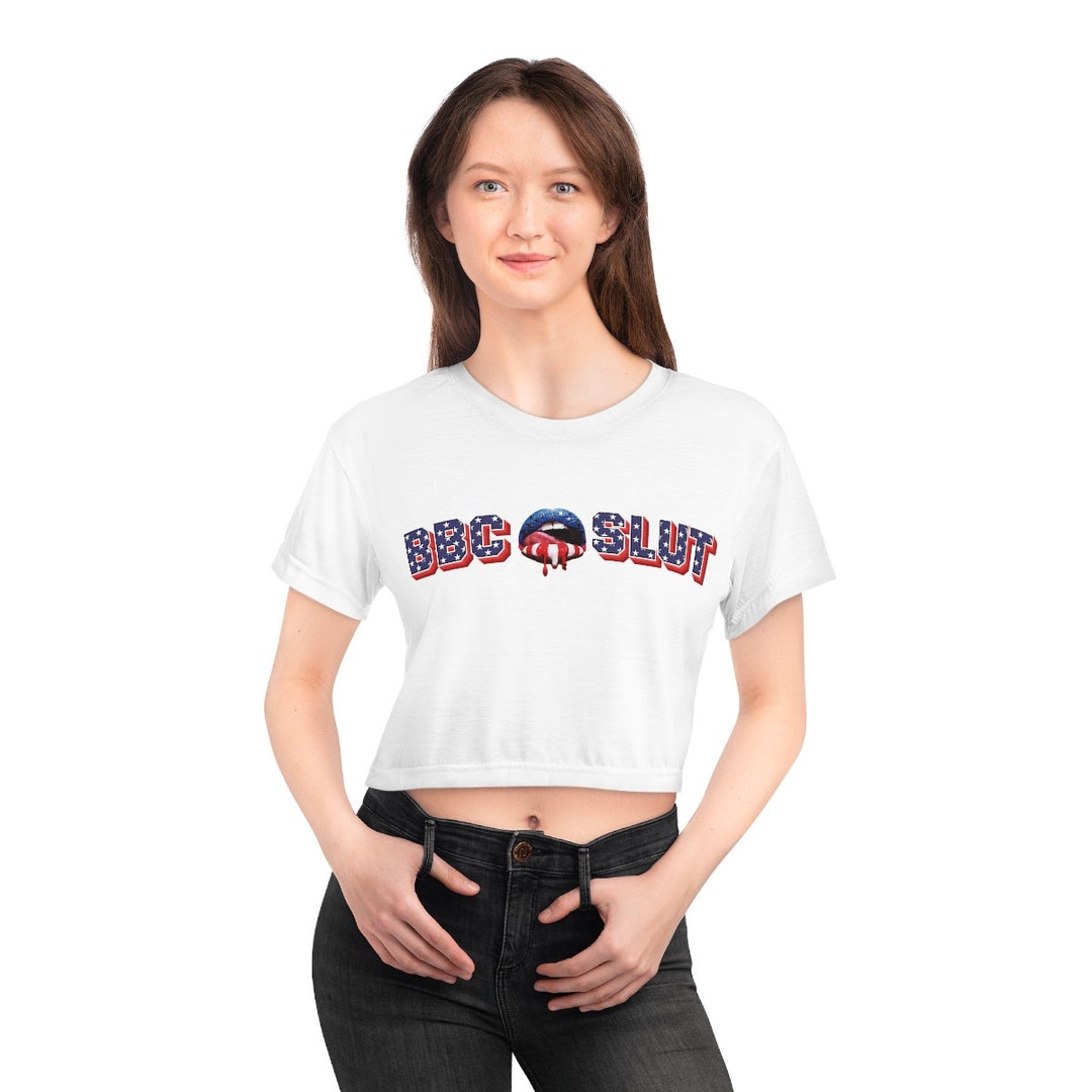 Bbc Slut Patriotic Drip Lips Crop Tee Etsy