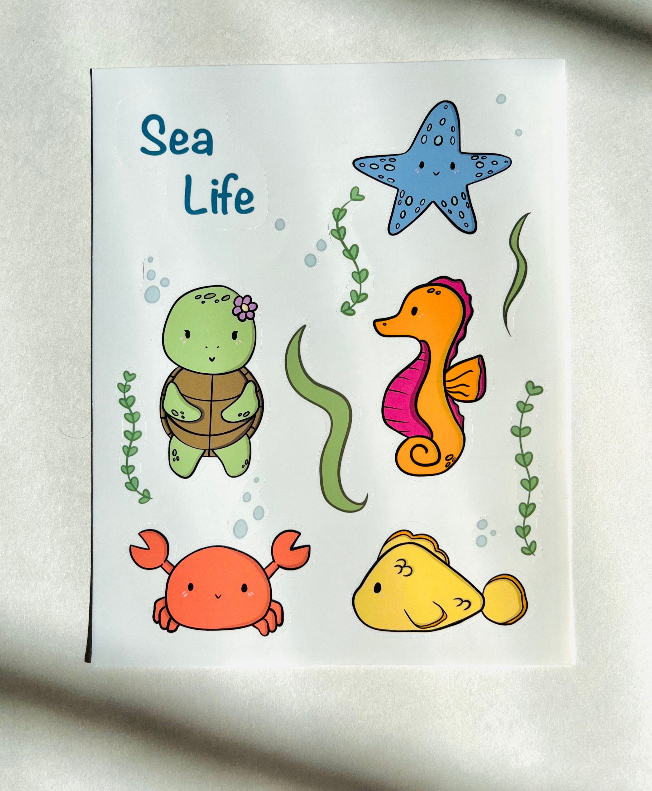 Sea Life Sticker Sheet, Cute Sticker Sheet, Under the Sea Stickers, Fun ...