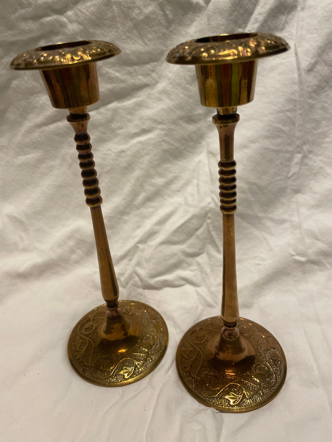 Vintage India Brass Candlesticks - Etsy