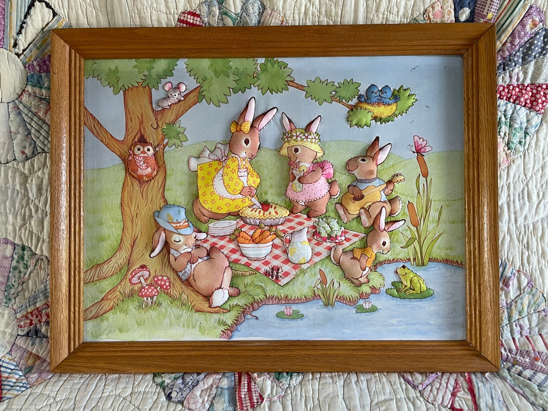 Vintage Completed and Framed Quilted Needlepoint, Carol Wynne Artist ...