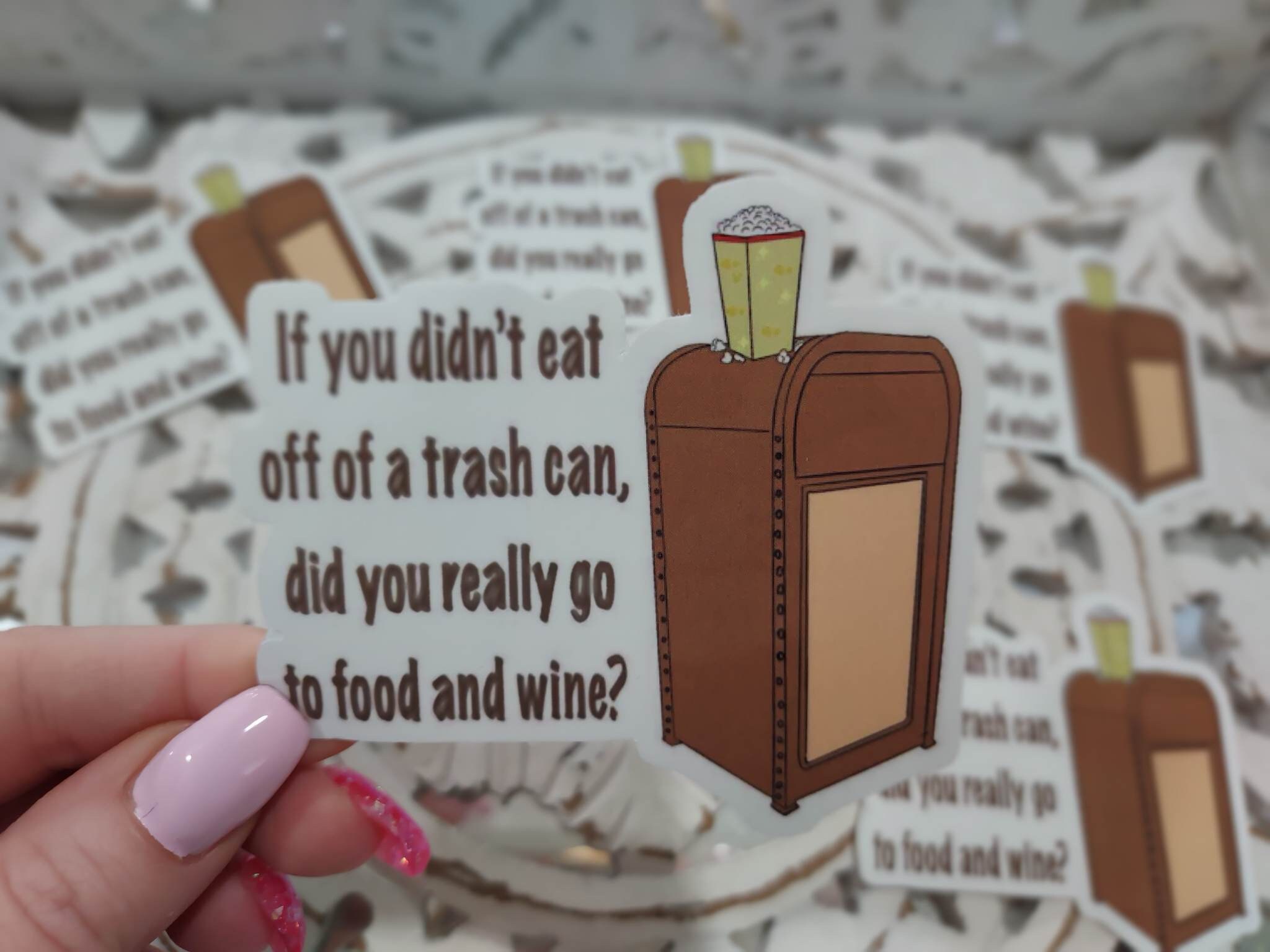 Famous Trash Can Vinyl Sticker / Food and Wine - Etsy