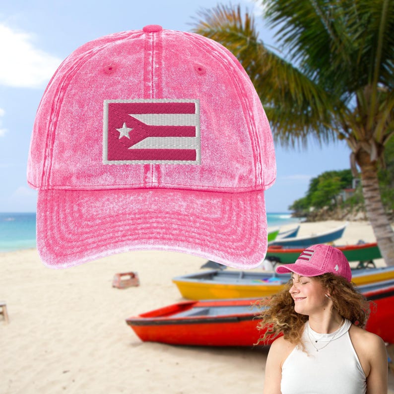 Puerto Rico Pink Cotton Twill Cap - Etsy