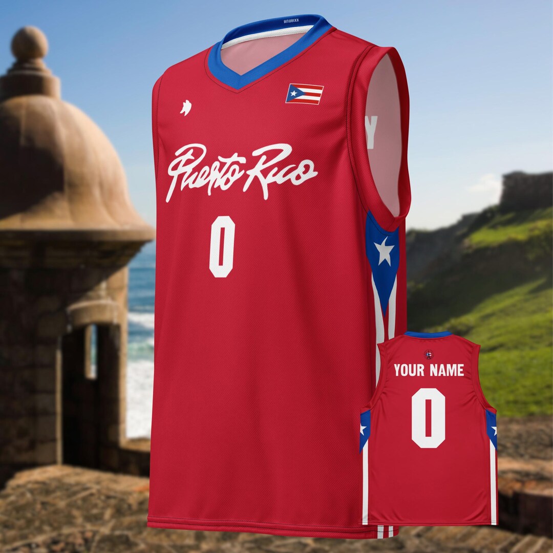 Puerto Rico Olympic Games Paris 2024 Red/blue Basketball Jersey Away ...