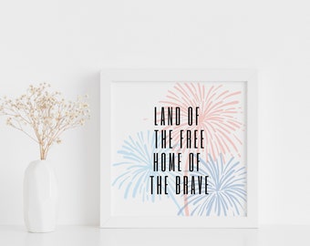 Home of the Brave Digital Print, Independence Day Wall Art, July 4th ...