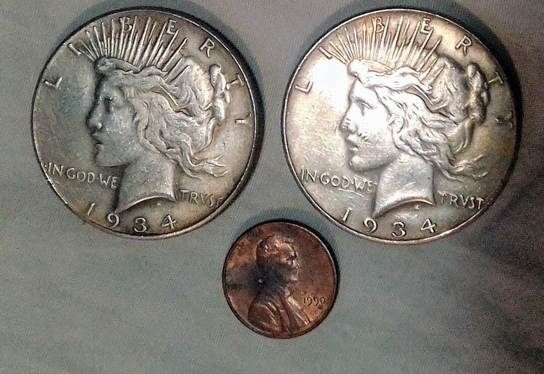 1934 Peace Dollar Style Two Face Two Headed Magic Trick Prop Lucky Coin ...