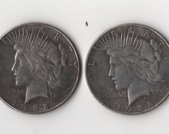 1928 Peace Dollar Style Two Face Two Headed Magic Trick Lucky Coin ...
