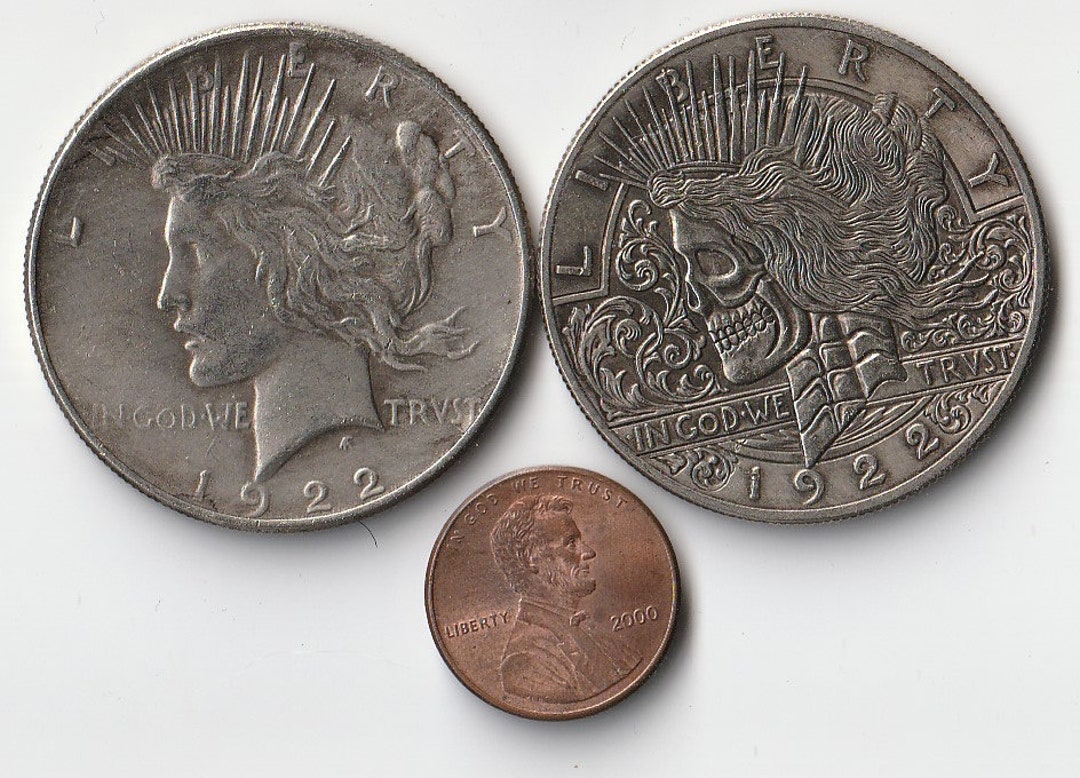 1922 Peace Dollar Style W/ Skull Liberty Double Headed Two Face Magic ...