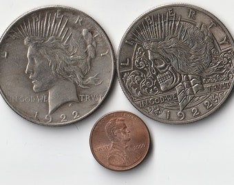 Trick 1922 Two Face Peace Dollar Novelty Coin TFC 7 - Etsy
