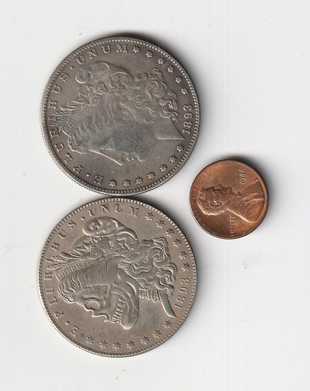 1893 Morgan Dollar Style W/ Skull Liberty Double Headed Two Face Magic ...