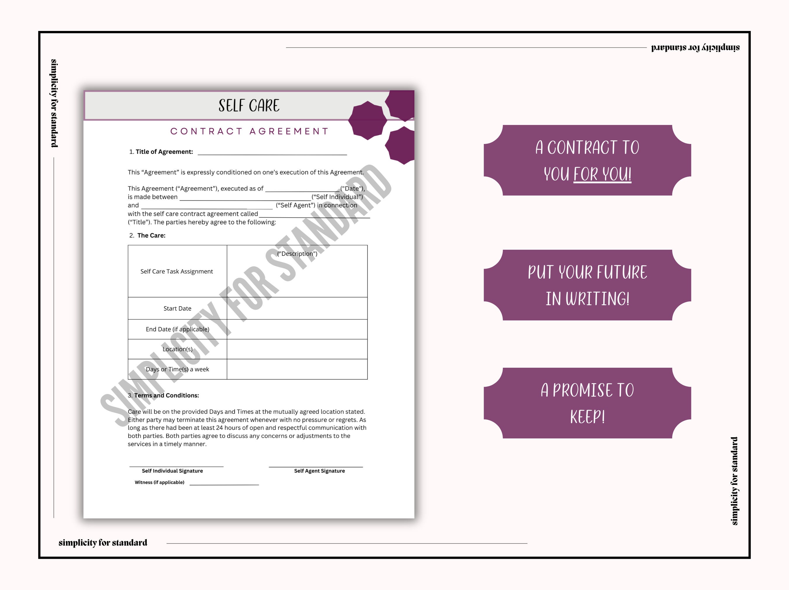 Self-care Commitment Agreement Self Love Self-accountability Self ...