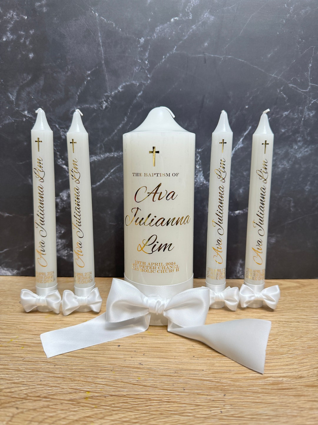 Personalised Candles for Baptism, Christening, Dedication, Naming Day ...