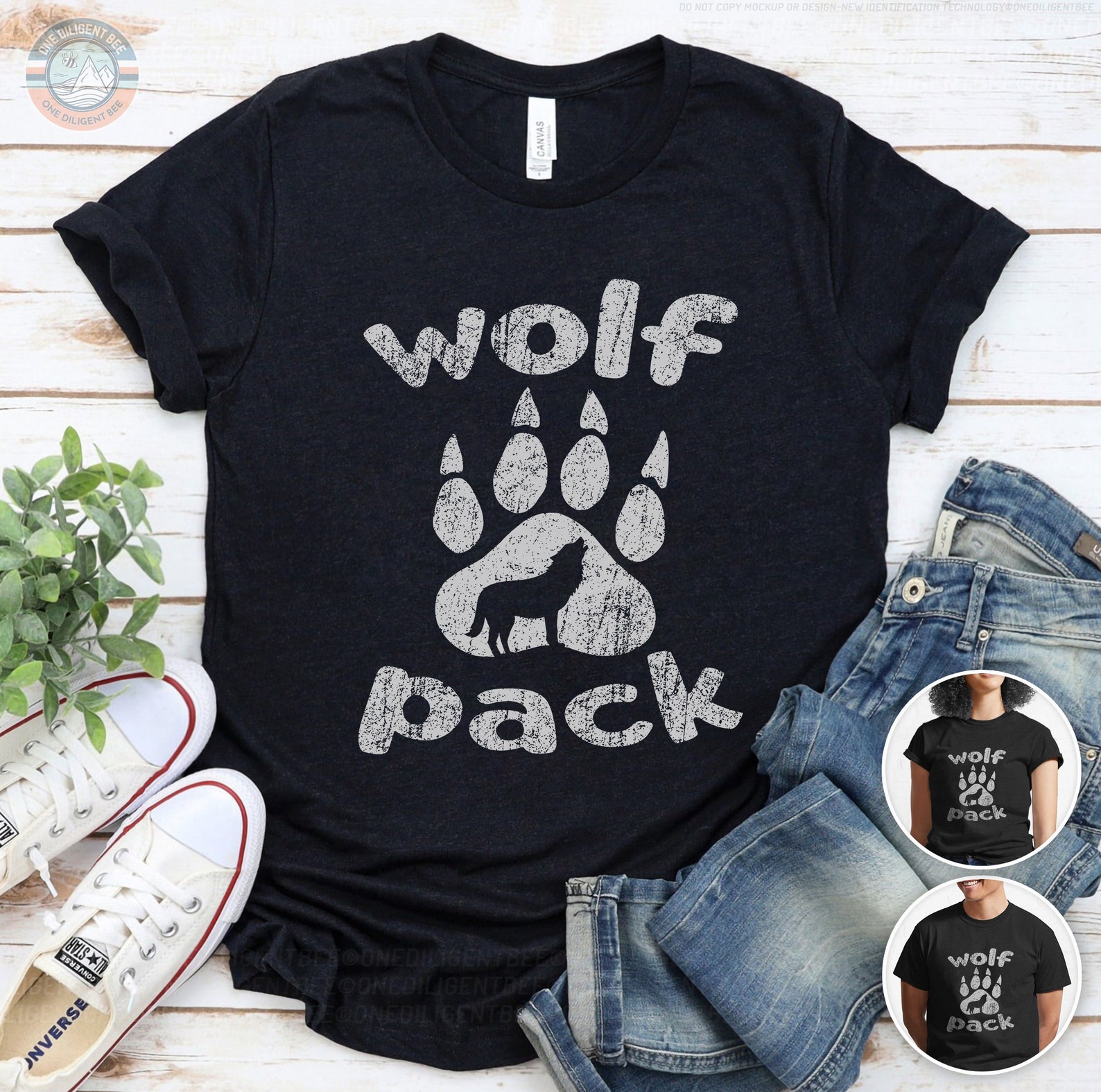 Distressed Wolf T-shirt, Wolf Pack T-shirt, Family Matching Shirt T ...