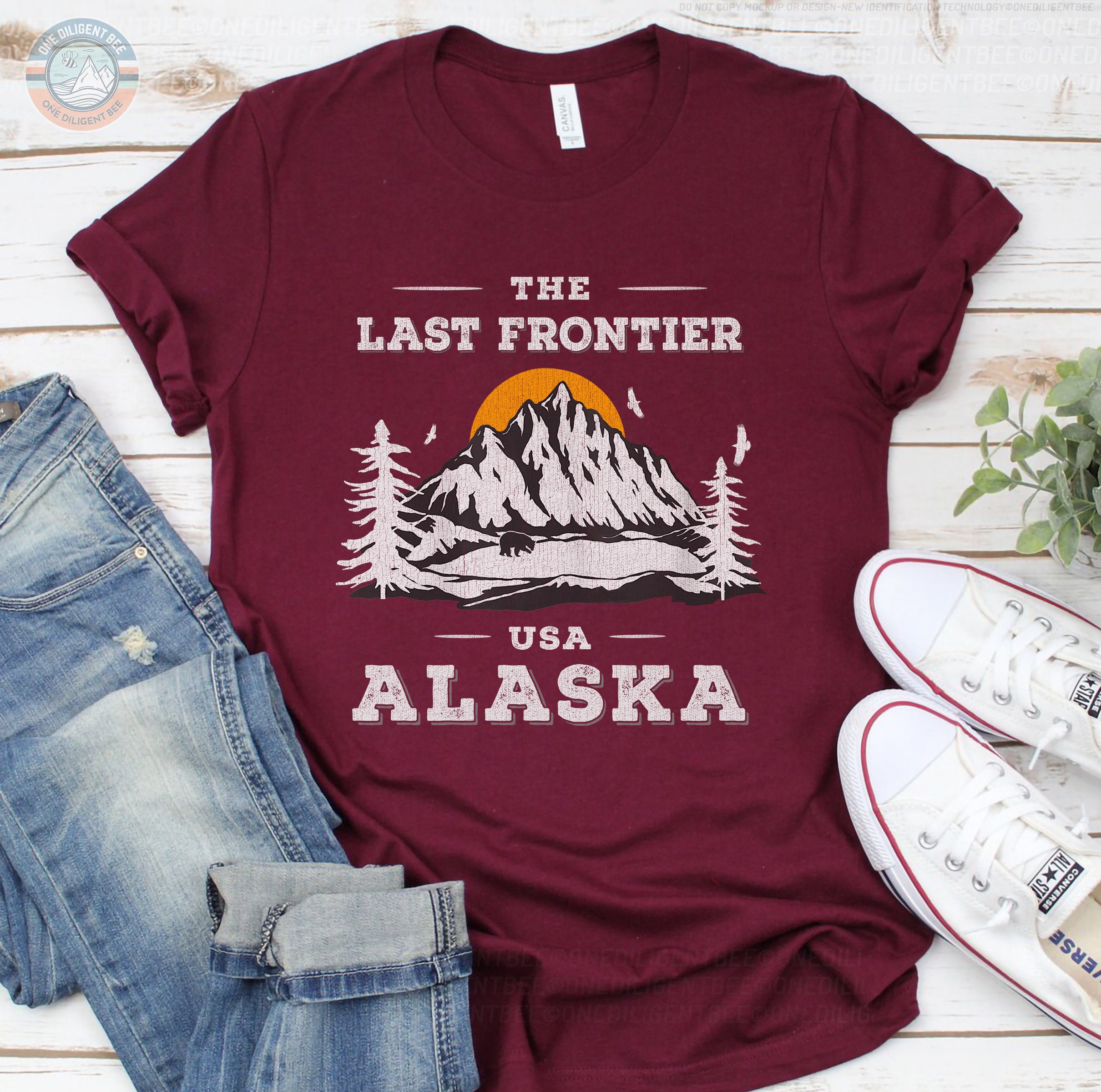 Alaska 'last Frontier' T-shirt: Mountain Bear Nature Tee, Distressed ...