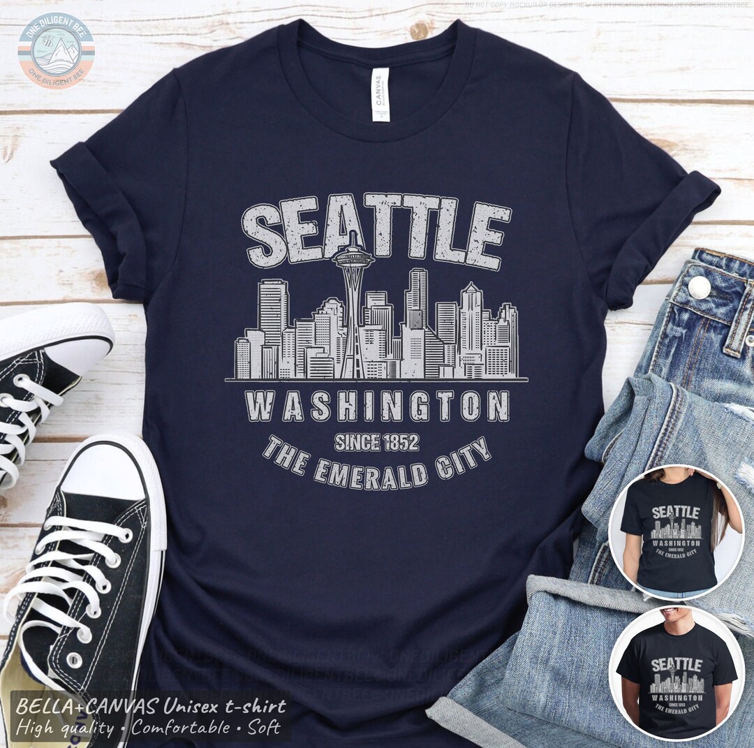 Seattle T-shirt, Custom Seattle Skyline Lovers T-shirt, Vintage Classic ...