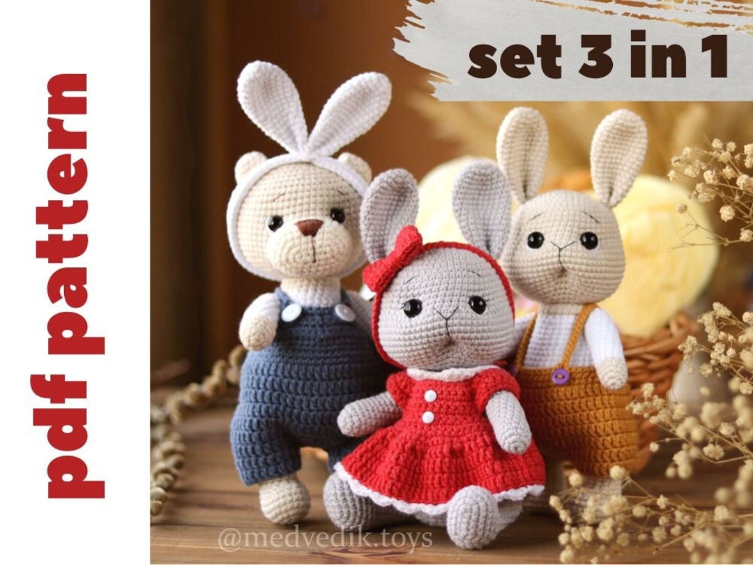 Crochet Animals Pattern. Cute Animals Amigurumi Pattern. Crochet Hare ...
