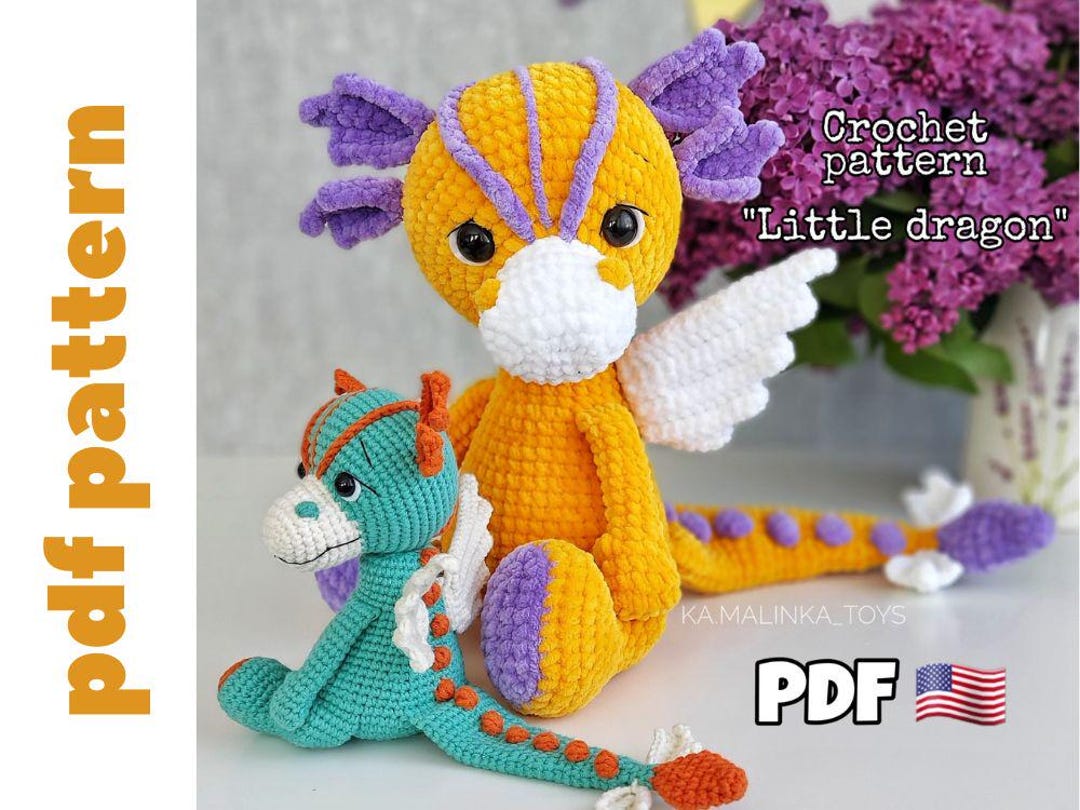 Crochet Pattern Little Dragon, Amigurumi Pattern Dragon, Amigurumi Cute ...