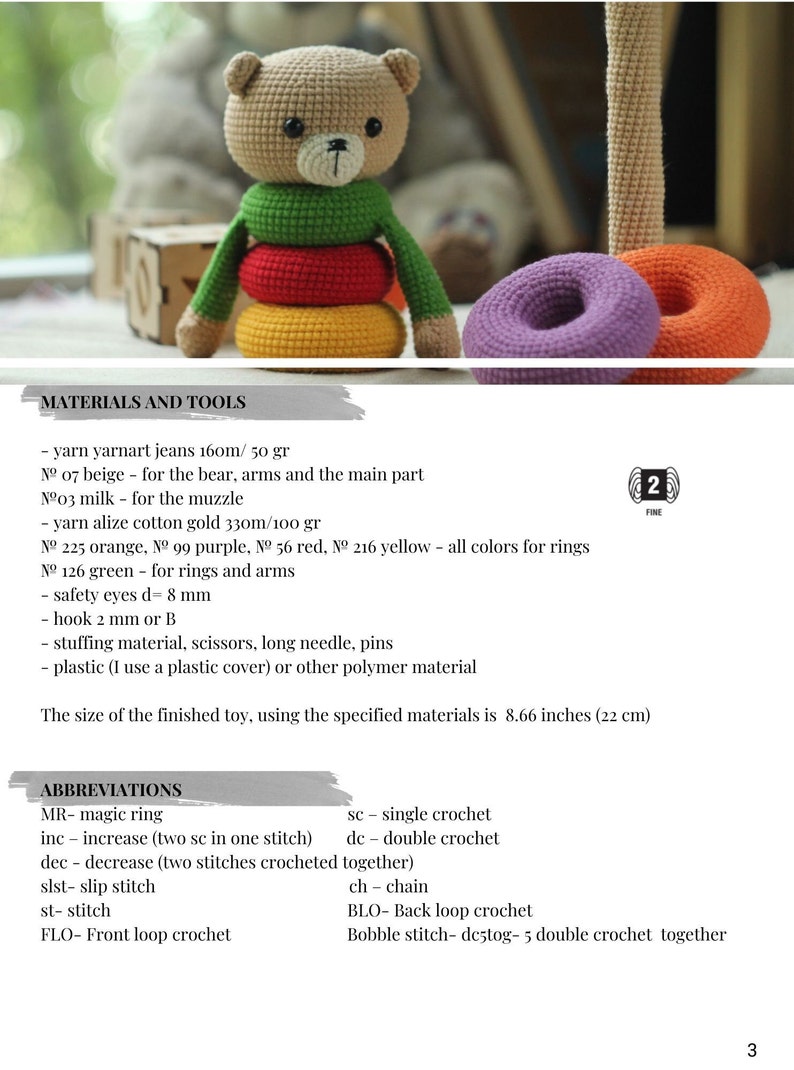 Crochet Bear Pattern. Crochet Stacked Toy Pattern. Amigurumi - Etsy