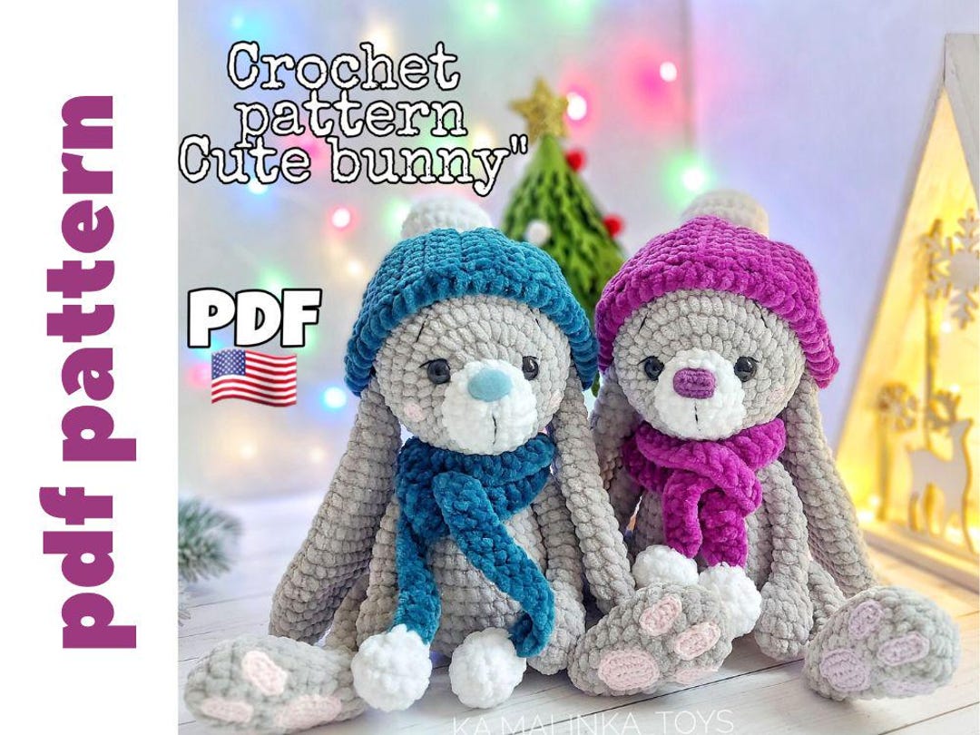 Crochet Pattern Cute Bunny, Amigurumi Bunny Tutorial, Crochet Pattern ...