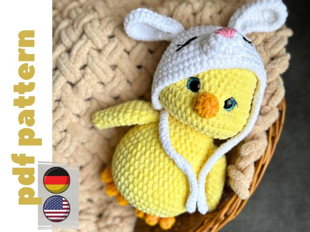Patrón de pollo a crochet en inglés y alemán. Pollo de peluche ...