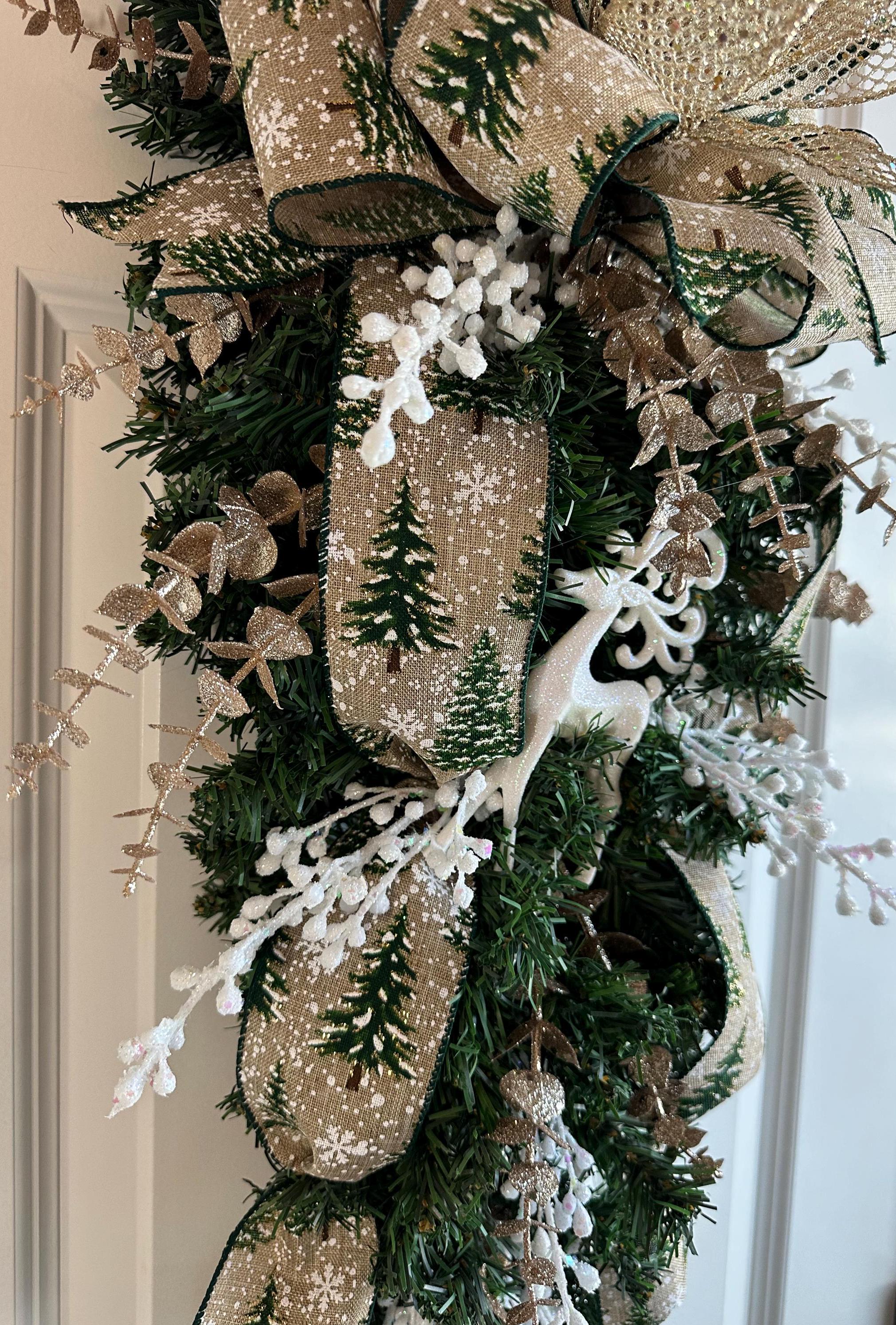 Gold Glitter Teardrop Christmas Swag: Reindeer Holiday Decor - Etsy