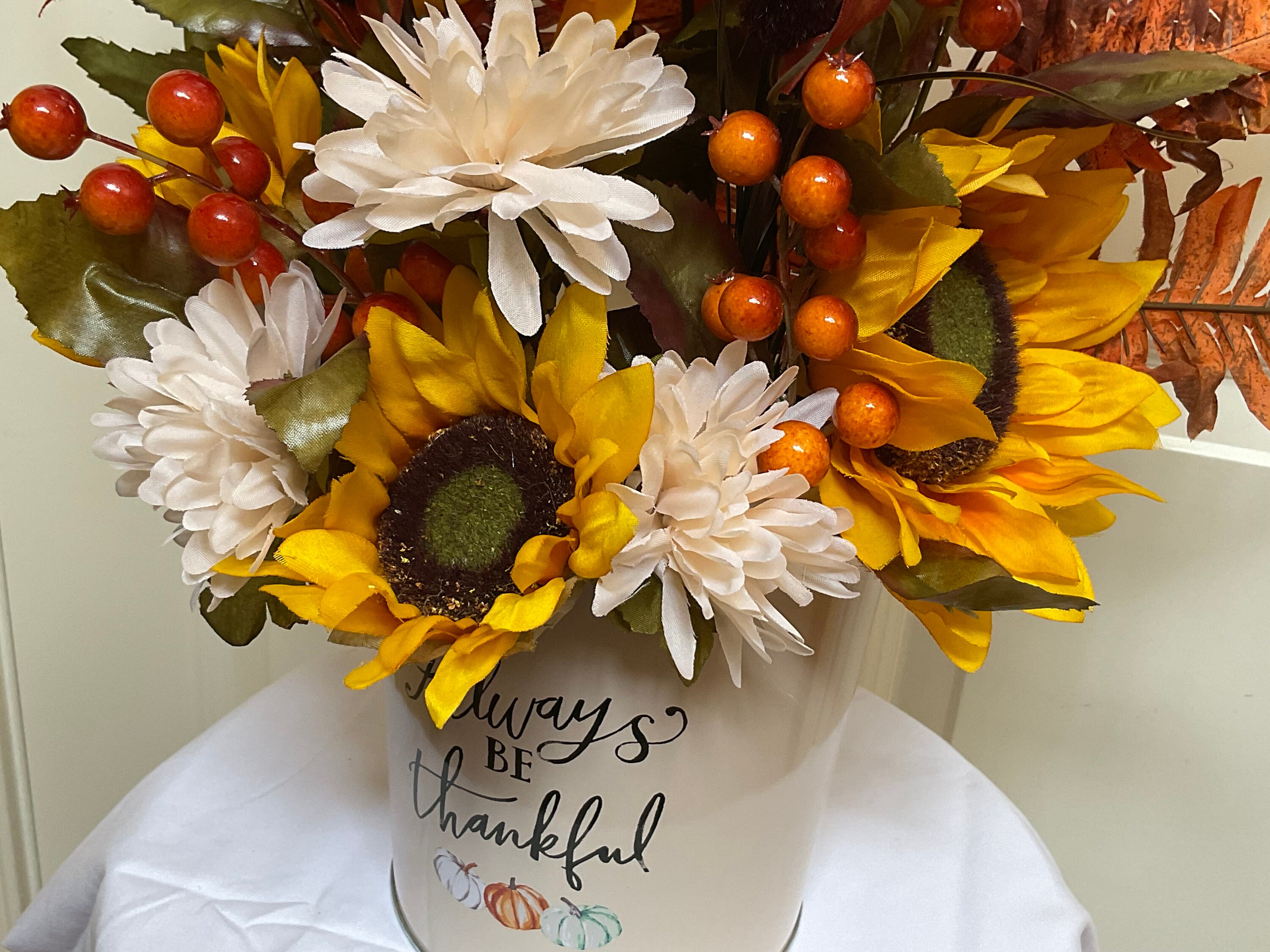 Fall Harvest Tin Floral Arrangement, Autumn Floral Arrangement ...