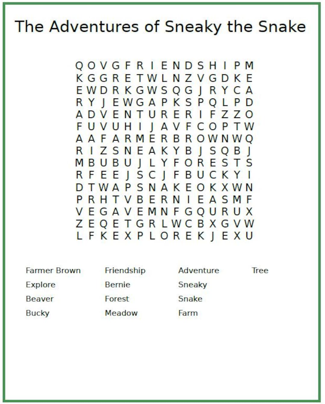 Sneaky the Snake Word Search Printable | Classroom Activity | Storybook ...