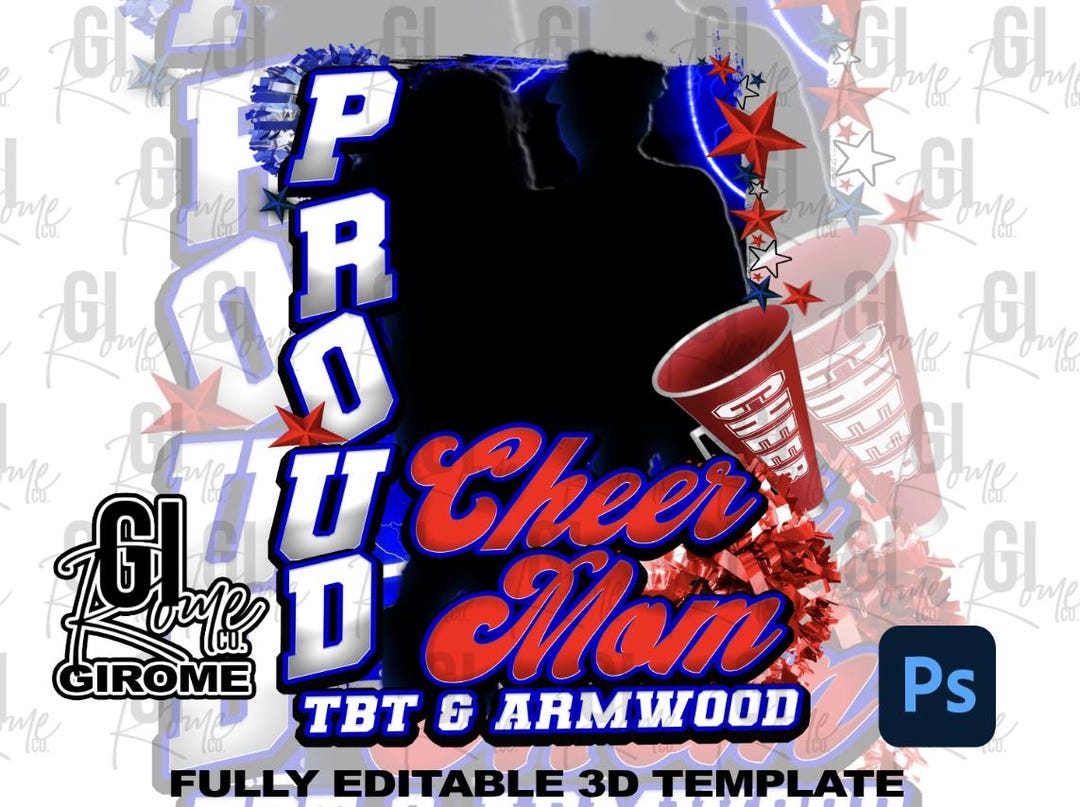 CHEER 3D Shirt Template Digital File Photoshop Template Editable - Etsy
