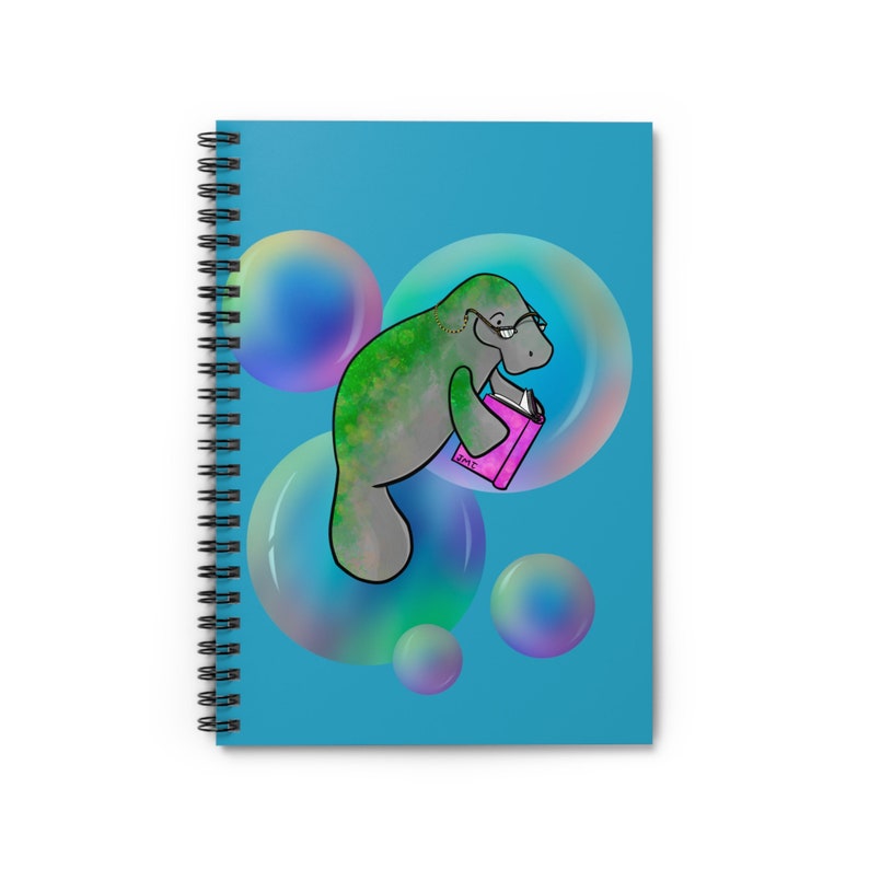 Manatee Reading Spiral Notebook - Ruled Line - Etsy