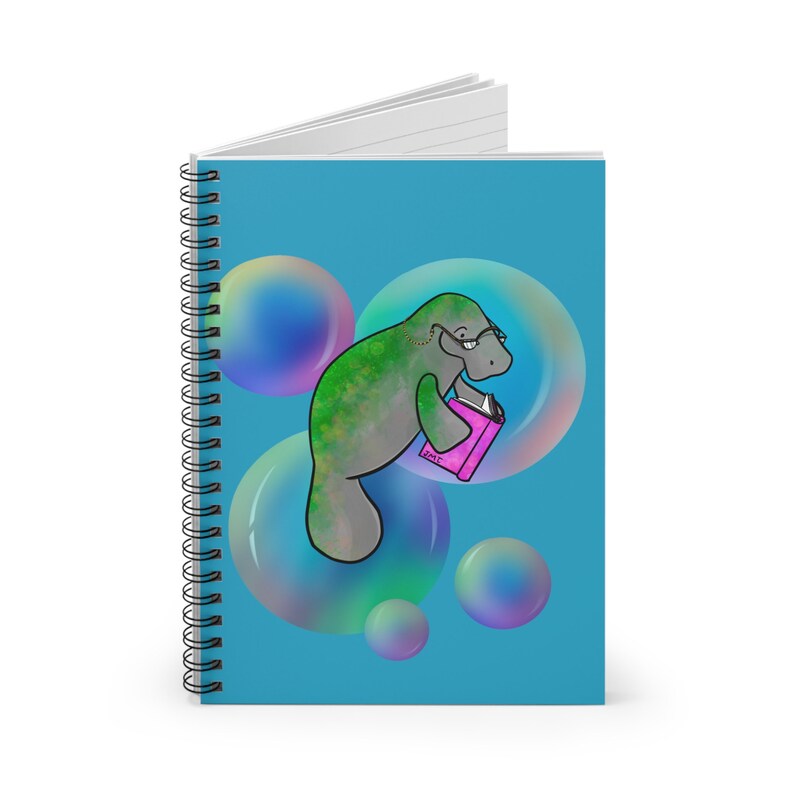 Manatee Reading Spiral Notebook - Ruled Line - Etsy