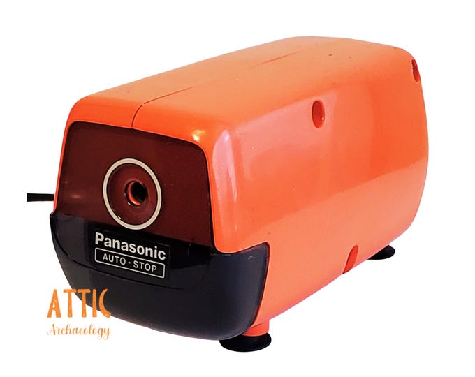 Vintage Panasonic Orange Electric Pencil Sharpener, Autostop, Desktop ...