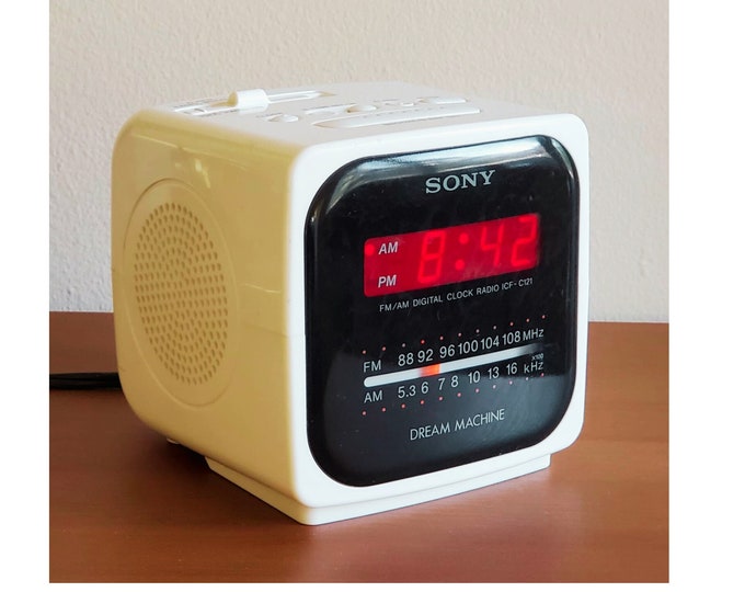 Vintage Sony Dream Machine Cube Alarm Clock Radio, Red LED Display ...