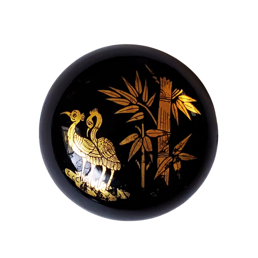 Vintage Chinese Lacquered Box, Vintage Chinese Round Wooden Box ...