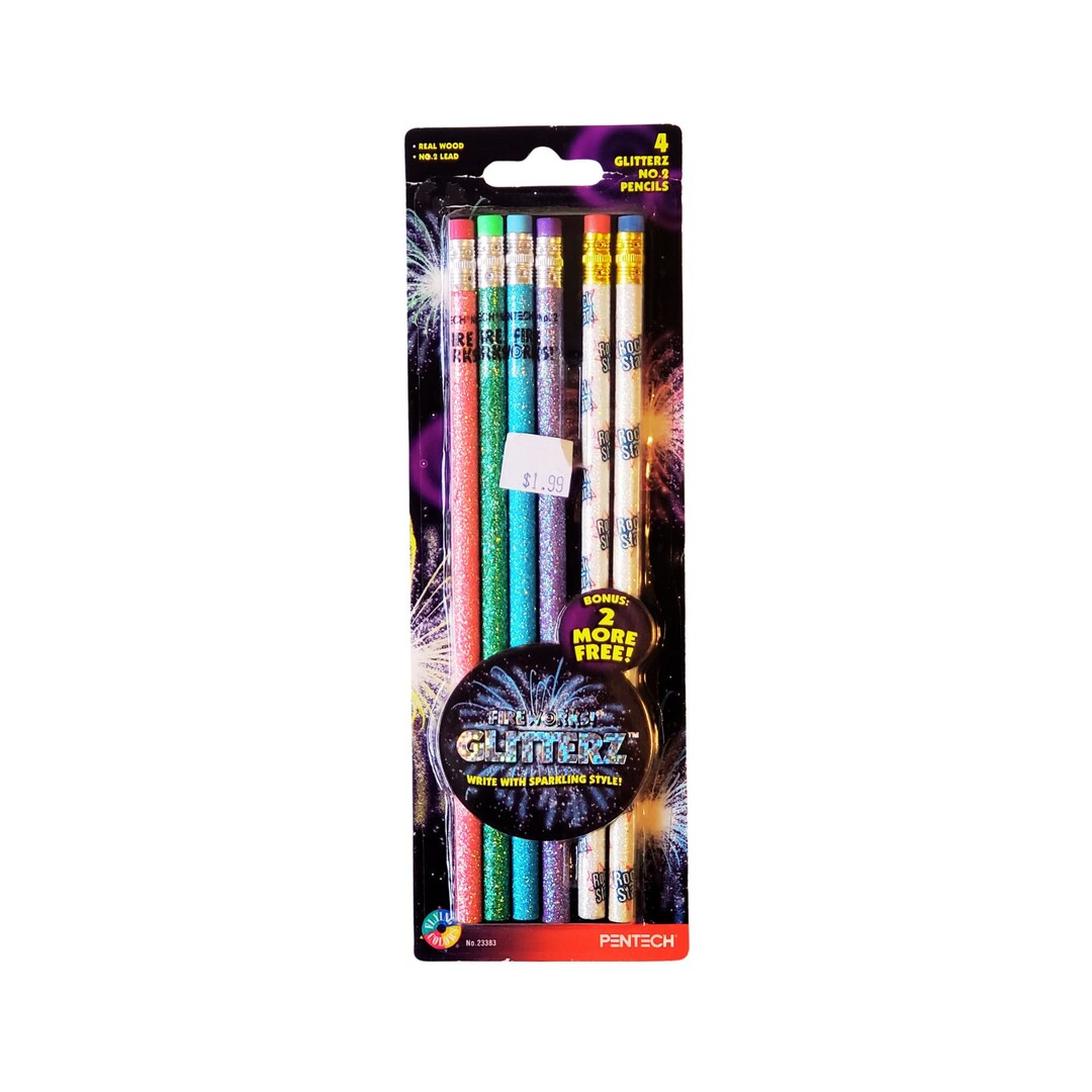 Vintage 1990s Pentech Glitterz Pencils Pack, Sealed Pack of Six ...