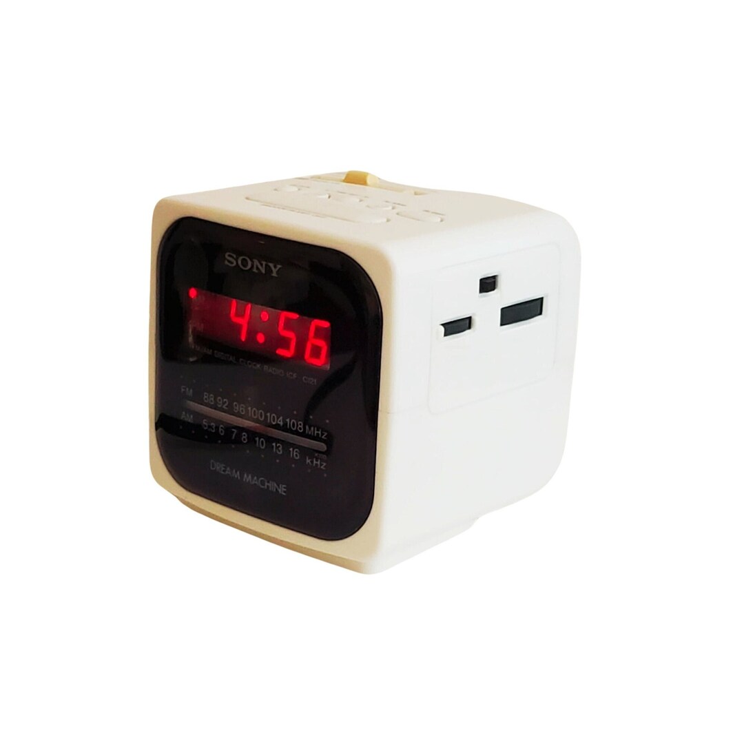 Vintage Sony Dream Machine White Cube Alarm Clock Radio, Red LED ...