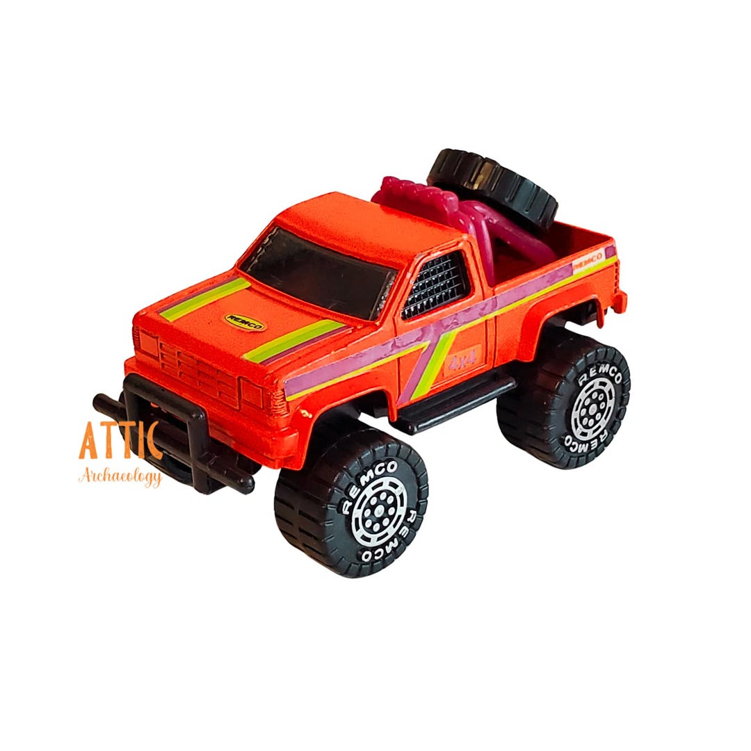 Vintage Metal Pick-up Truck, 1980s Remco Pressed Steel Racing Truck ...