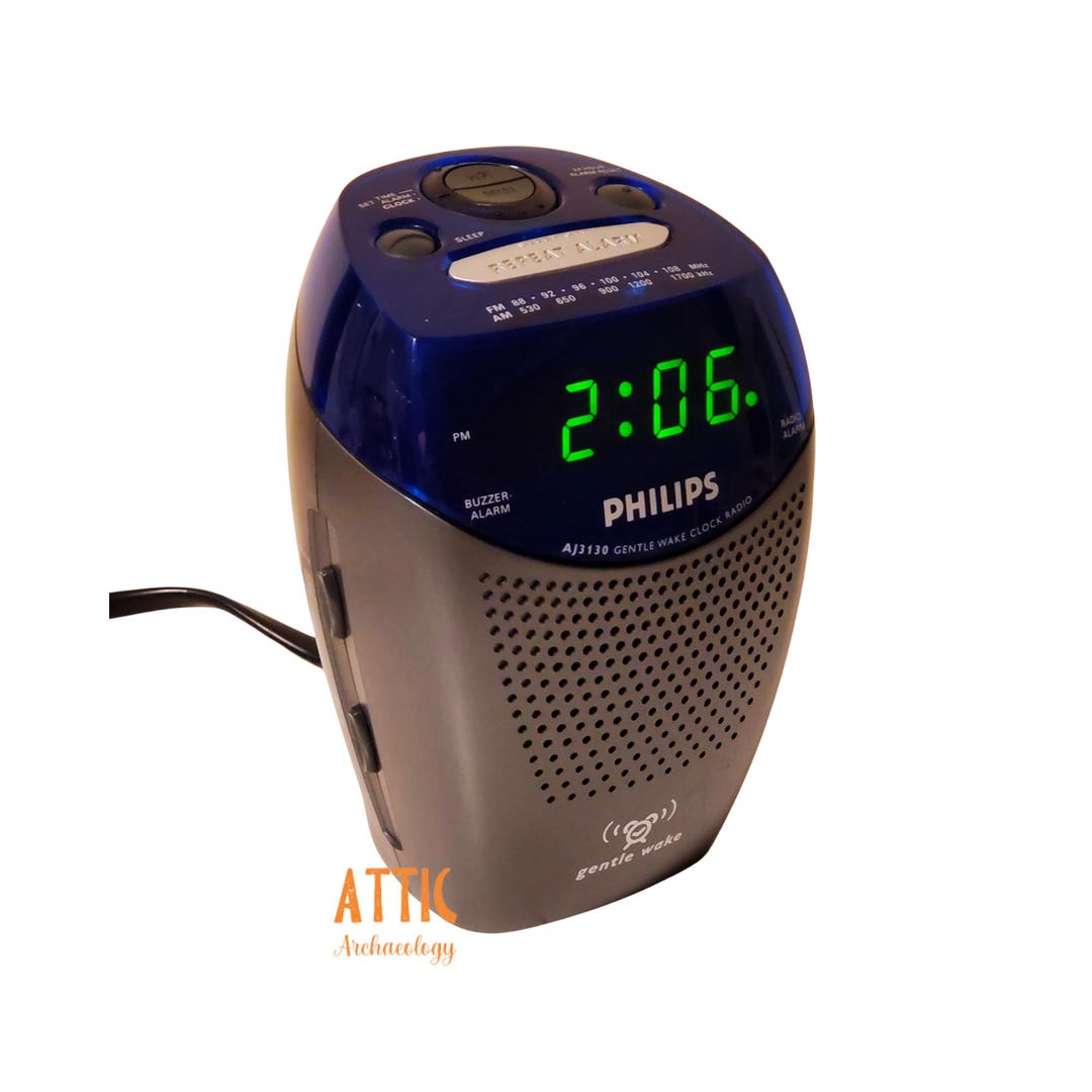2000s Philips Digital Alarm Clock Radio, AJ3130, Green LED, Gentle Wake ...