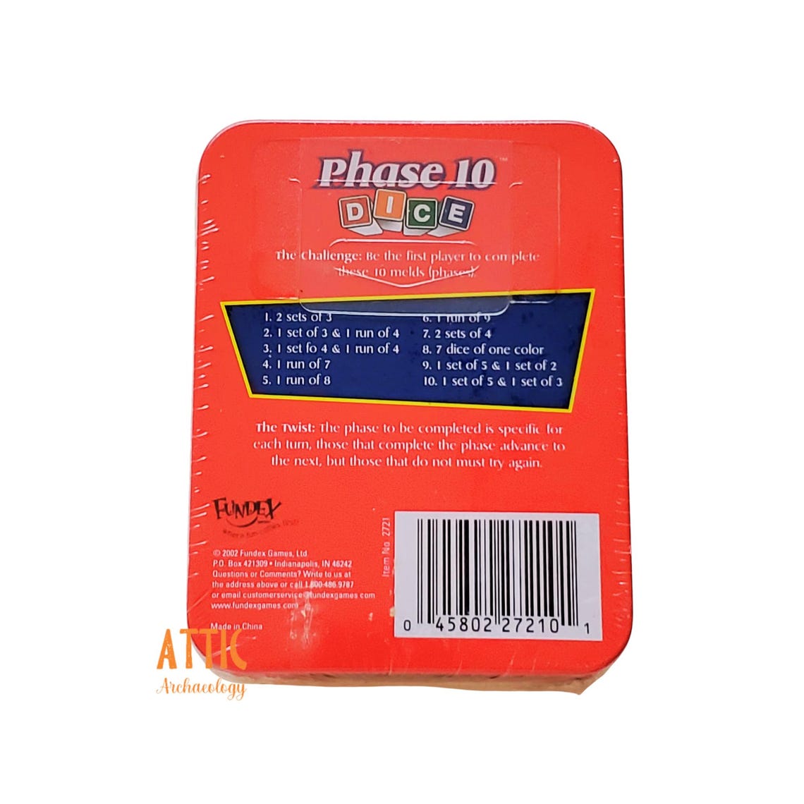 2000s Phase 10 Dice Game, Tin Edition, Sealed, by Fundex, Rare Retired ...